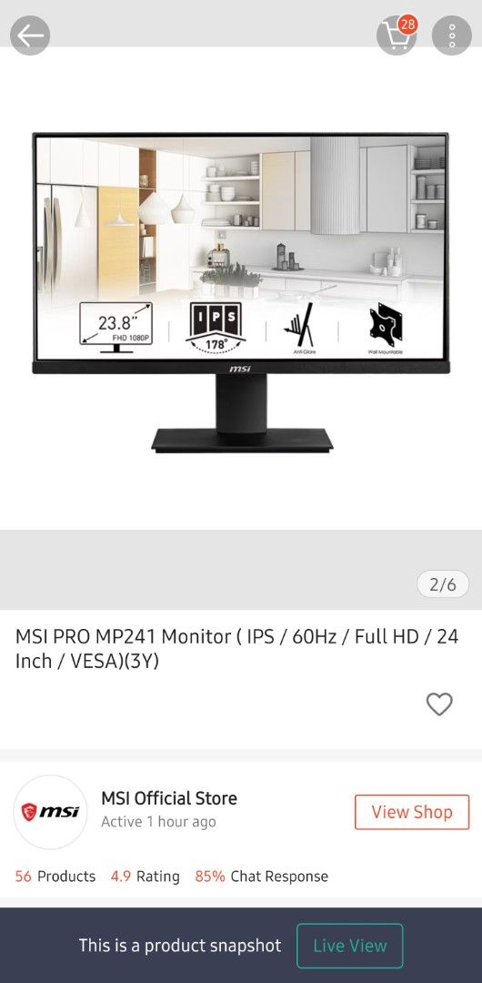 MSI PRO MP241 Monitor - 24 Inch Full HD, Computers & Tech, Parts ...