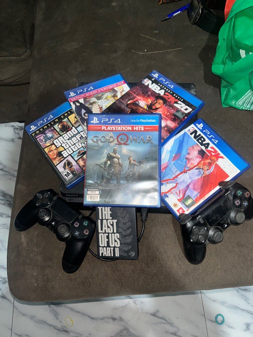 PS4 SLIM WITH GAMES AND STORAGE DEVICE, Video Gaming, Video Game ...