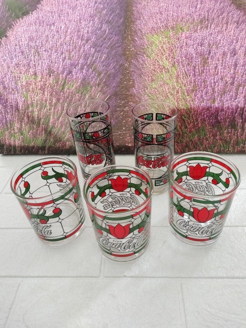 🌿[still available] Set of 5 Vintage Coca Cola Glasses - Coke Souvenir ...