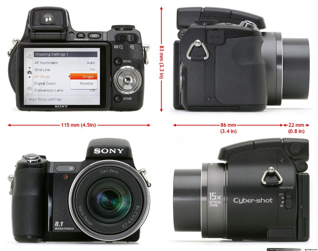 Sony Cyber-shot ccd DSC-H9 8.1 Mp 15x Optical zoom ,NightShot Function ...