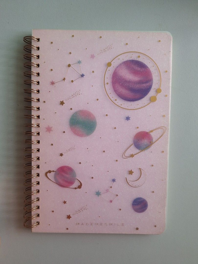 80 cents sparkly planet spiral hardcover line notebook, Hobbies & Toys ...