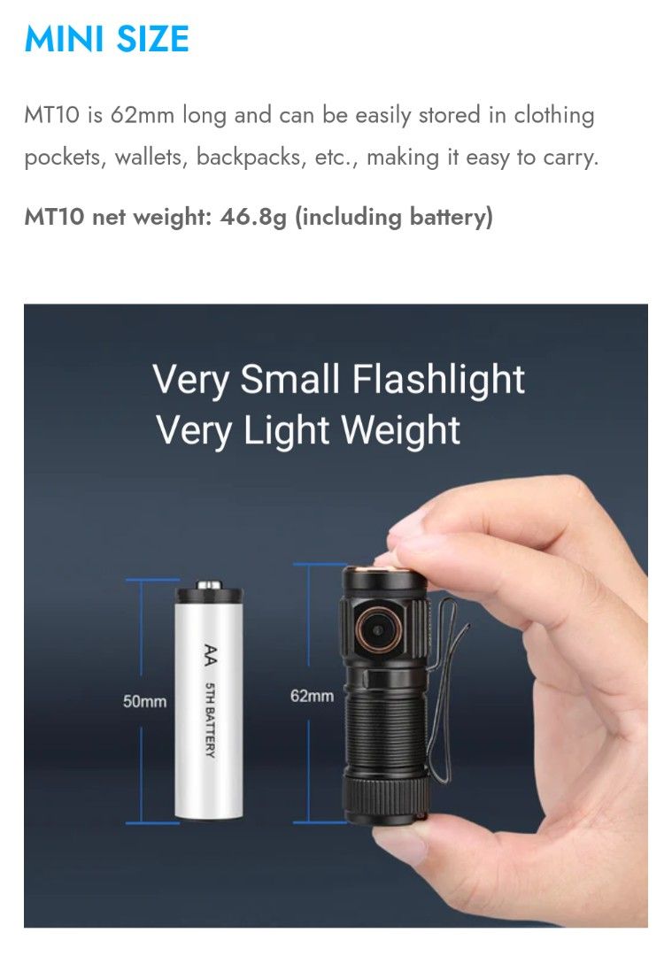 TrustFire MT10 Mini Budget Flashlight - 1000 Lumens, Sports Equipment ...
