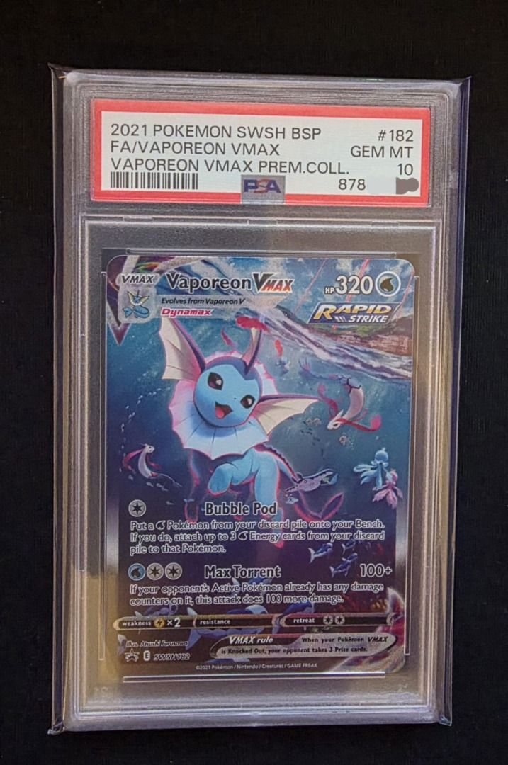 Vaporeon VMAX Premium Collection SWSH182 PSA 10, Hobbies & Toys ...
