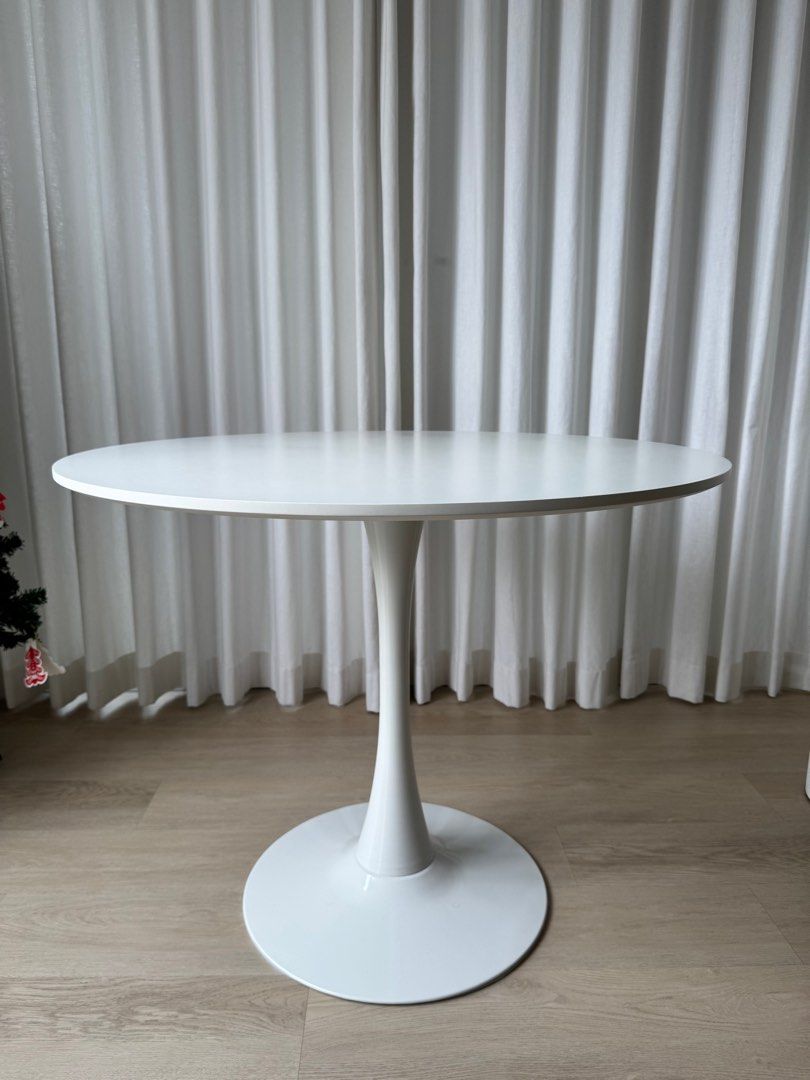 White Round Dining Table - 90cm, Furniture & Home Living, Furniture ...