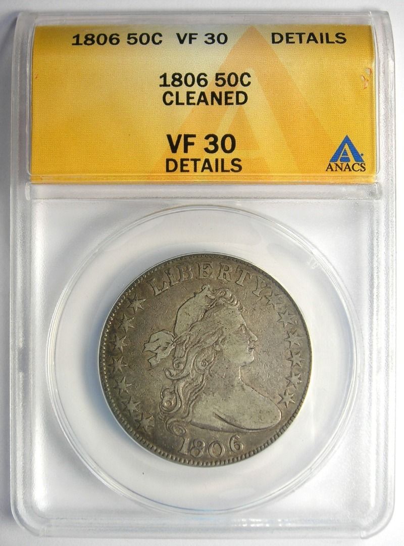 1806 Draped Bust Half Dollar 50C Coin Certified ANACS VF30, Hobbies ...
