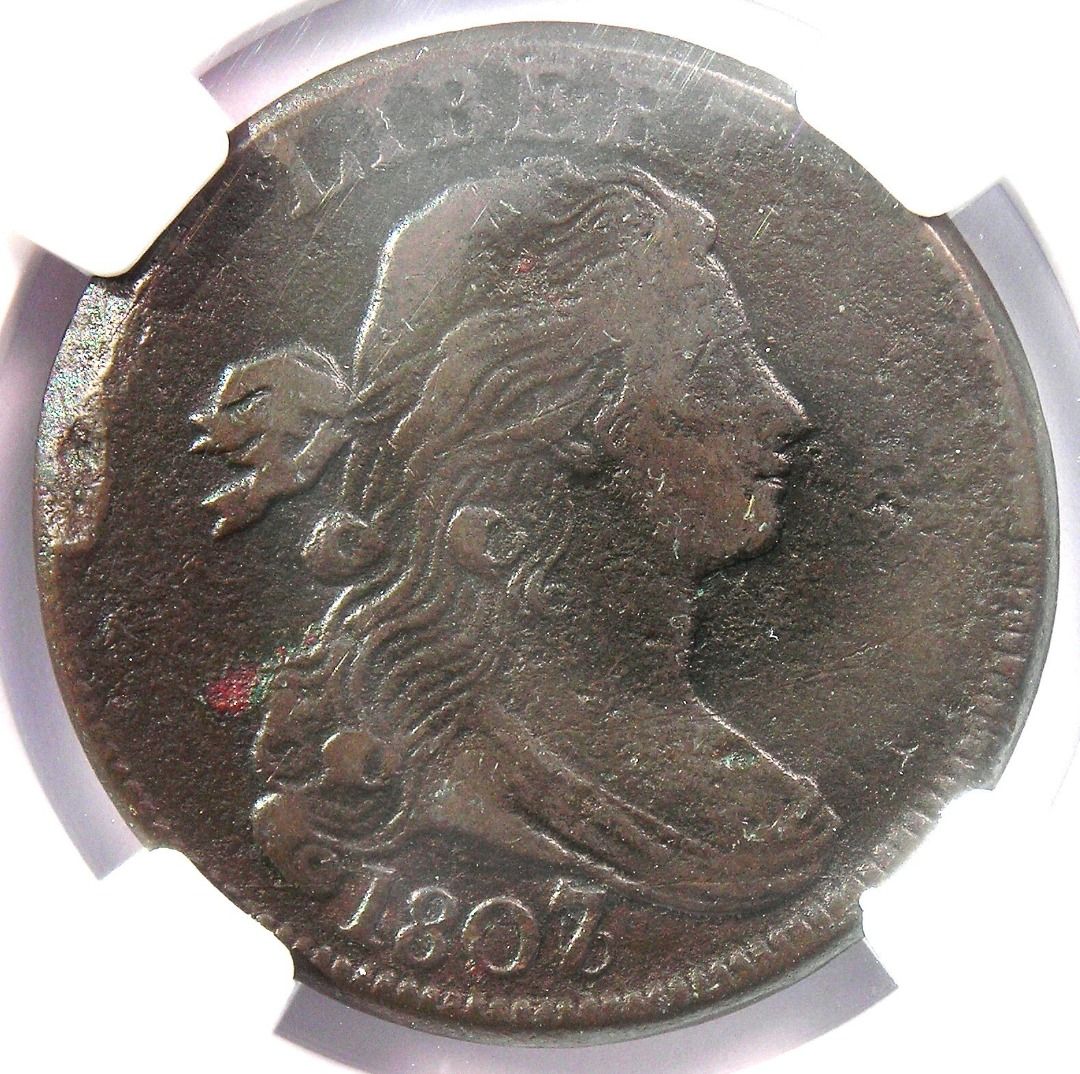 1807 Draped Bust Large Cent 1C Overdate Rare Certified NGC VF, Hobbies ...