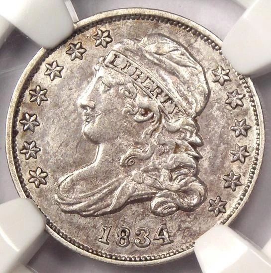 1834 Capped Bust Dime Jr-5 NGC AU Rare Early Date Coin, Hobbies & Toys ...