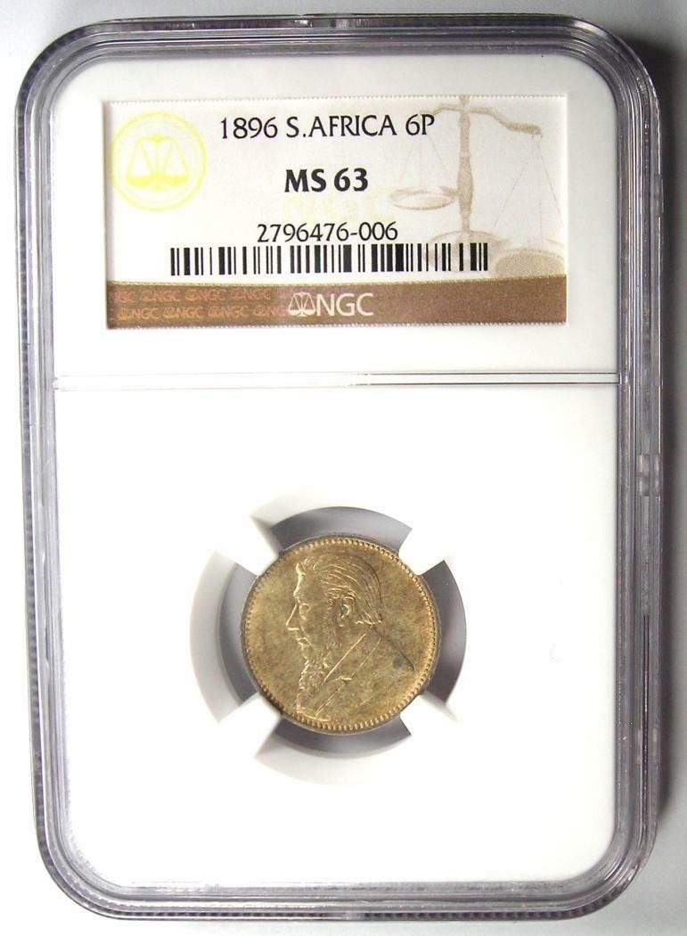 1896 Zar 6D South Africa Coin NGC MS63 Rare Date, Hobbies & Toys ...