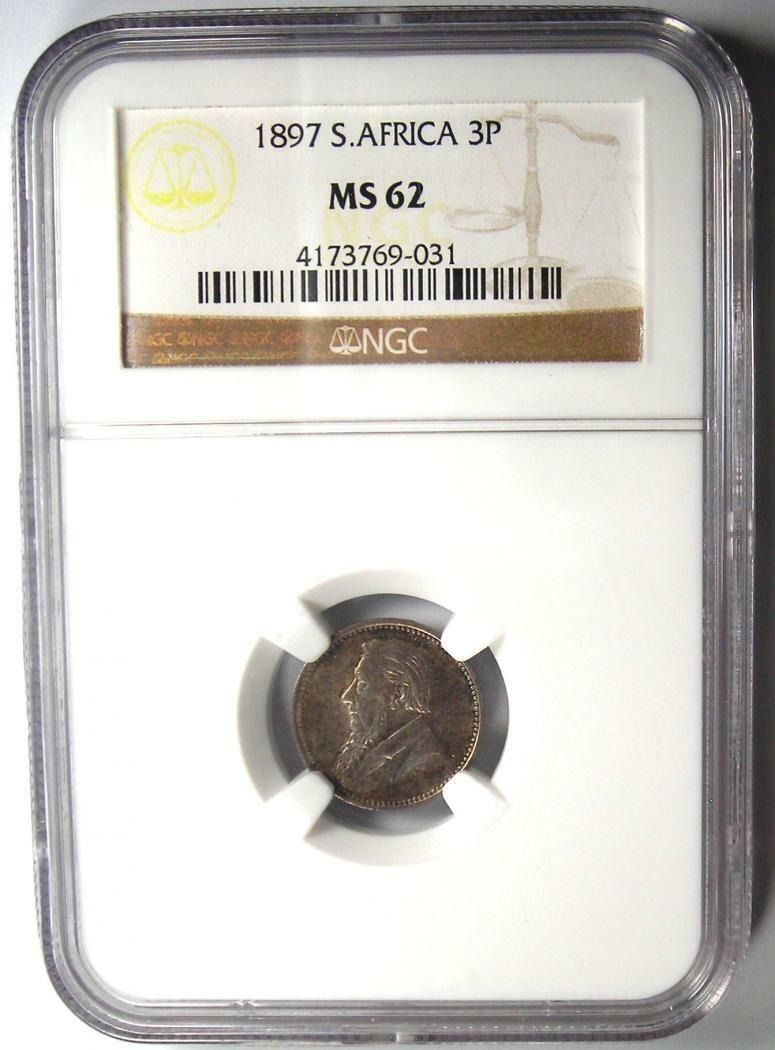 1897 3D South Africa Threepence NGC MS62 Rare Zar Coin, Hobbies & Toys ...