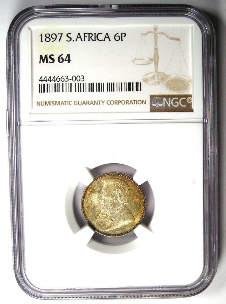 1897 6d South African Sixpence NGC MS64 Rare Coin, Hobbies & Toys ...