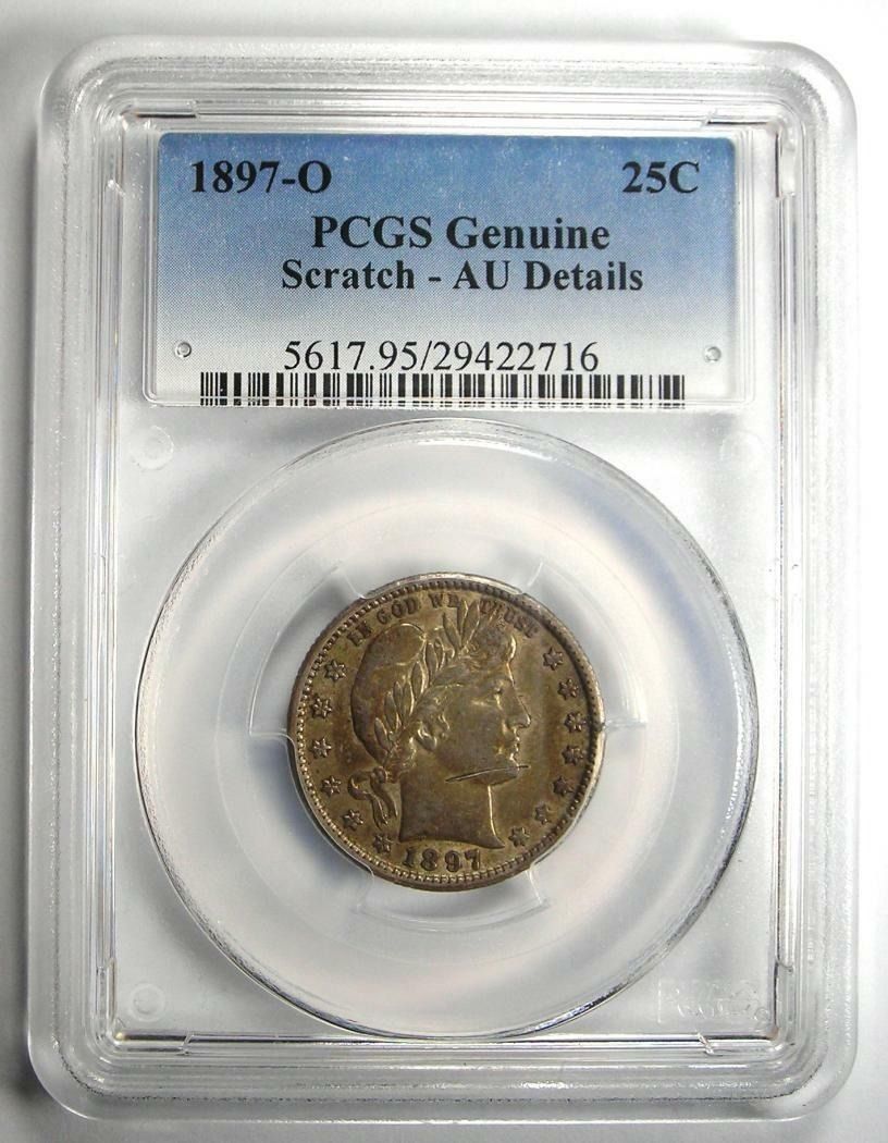 1897 O Barber Quarter 25c PCGS AU Certified Rare Date, Hobbies & Toys ...