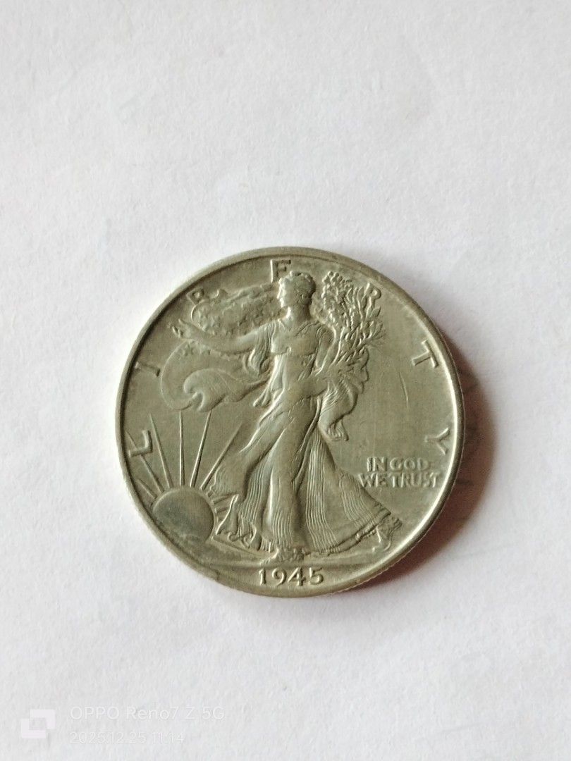 1945 US Walking Liberty Half Dollar Coin, Hobbies & Toys, Memorabilia ...
