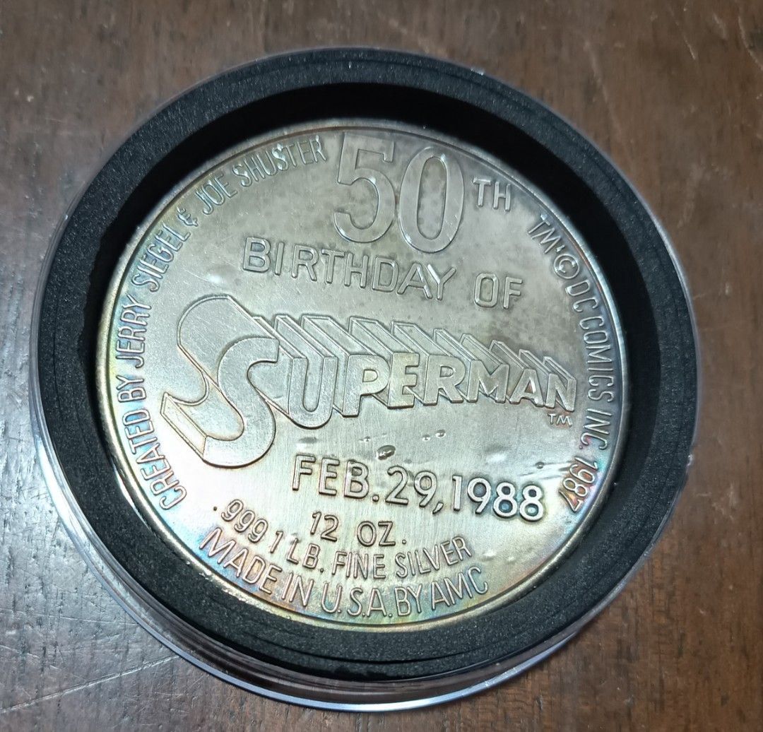 50 th Birthday of Superman 1988-12 oz .999 Silver Coin, Hobbies & Toys ...