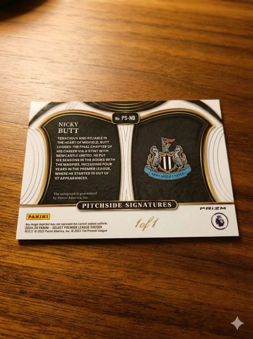 🔥 1/1 BLACK PRIZM Nicky Butt Auto - 2024 Panini Select Soccer ...