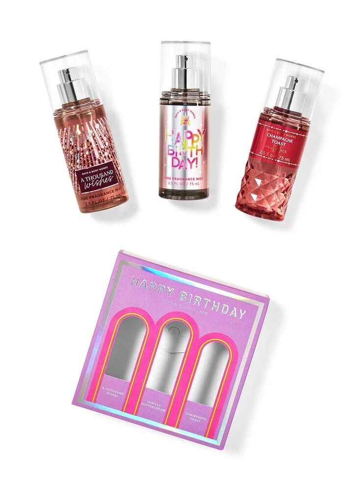 Bath & body works Birthday Fine Fragrance Mist Trio Mini Gift Box Set ...