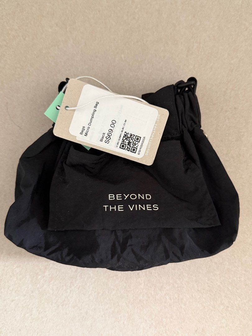 Beyond The Vines Micro Dumpling Bag - Black, Women's Fashion, Bags ...
