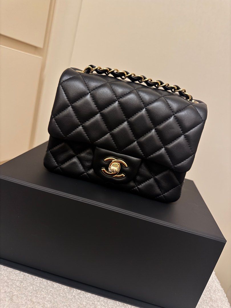 Chanel Classic Flap Mini Square Black, Luxury, Bags & Wallets on Carousell