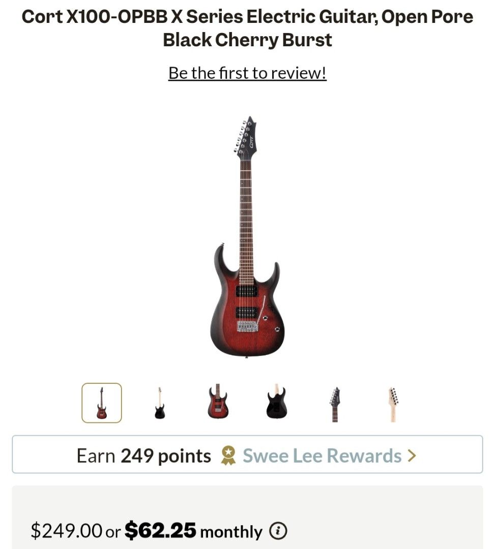 Cort X100-OPBB X Series Electric Guitar - Black Cherry Burst, Hobbies ...