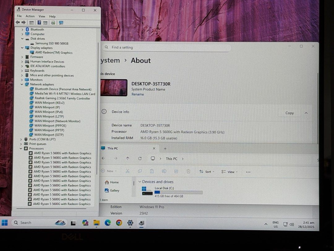 Custom Gaming Desktop Computer PC CPU Processor RYZEN 5 5600G Ram 16GB ...