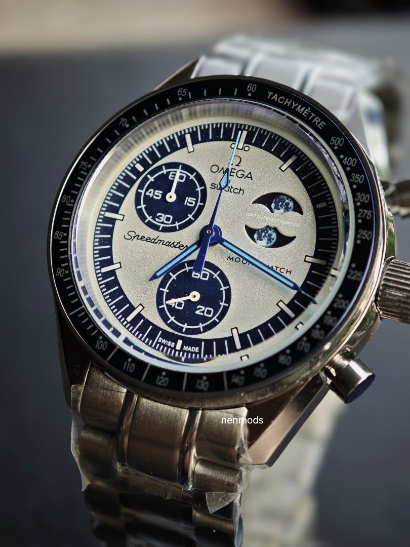 Custom Mod MoonSwatch Blue 40mm PE50, Men's Fashion, Watches ...