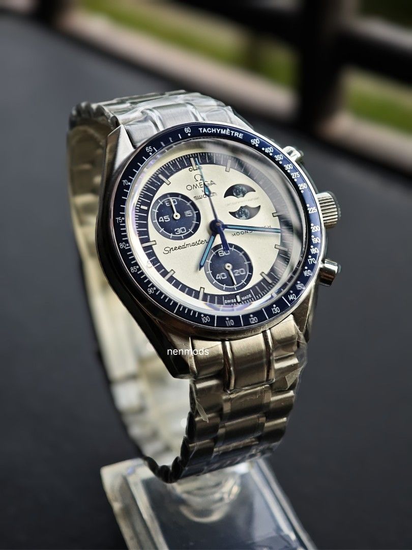 Custom Mod MoonSwatch Blue 40mm PE50, Men's Fashion, Watches ...