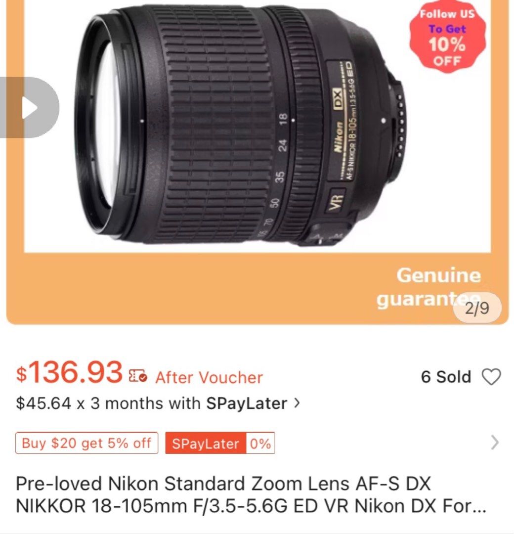 [Faulty] Nikon AF-S DX NIKKOR 18-105mm f/3.5-5.6G ED VR Lens ...