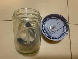 Clear Glass Water Bottle with Black Lid, Furniture & Home Living ...