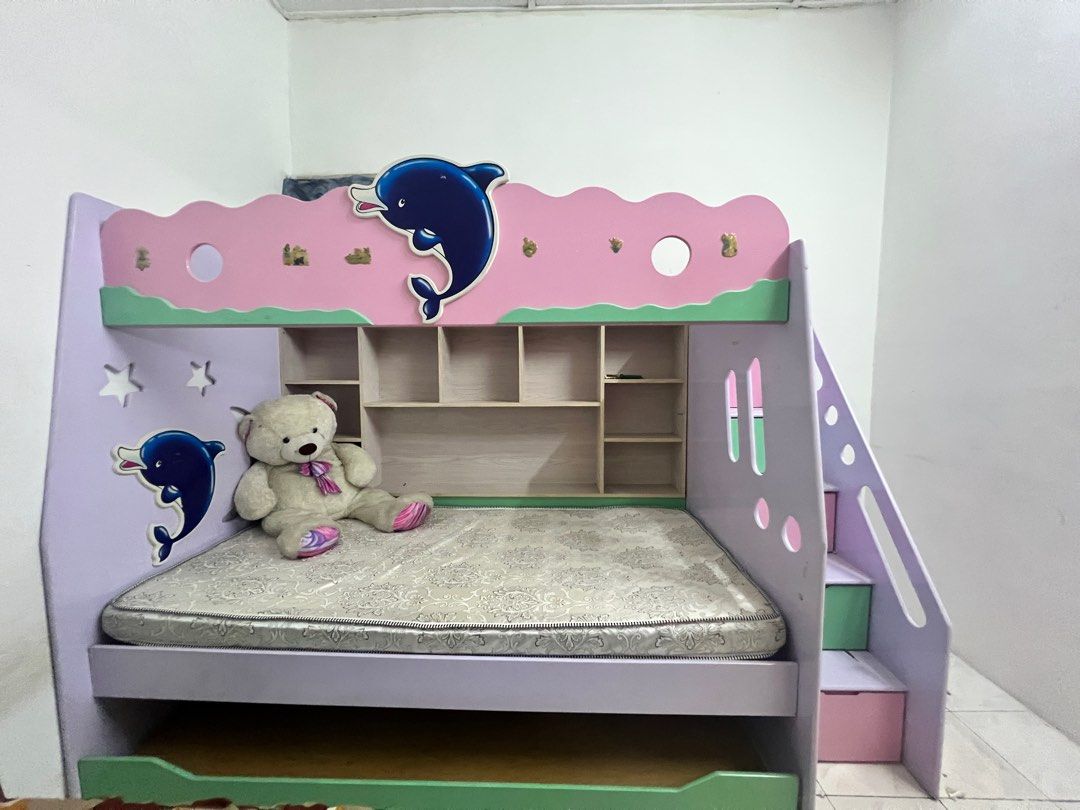 Kids Dolphin Themed Bunk Bed with Stairs, Furniture & Home Living ...