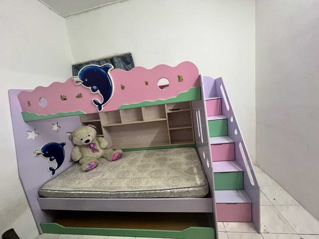 Kids Dolphin Themed Bunk Bed with Stairs, Furniture & Home Living ...