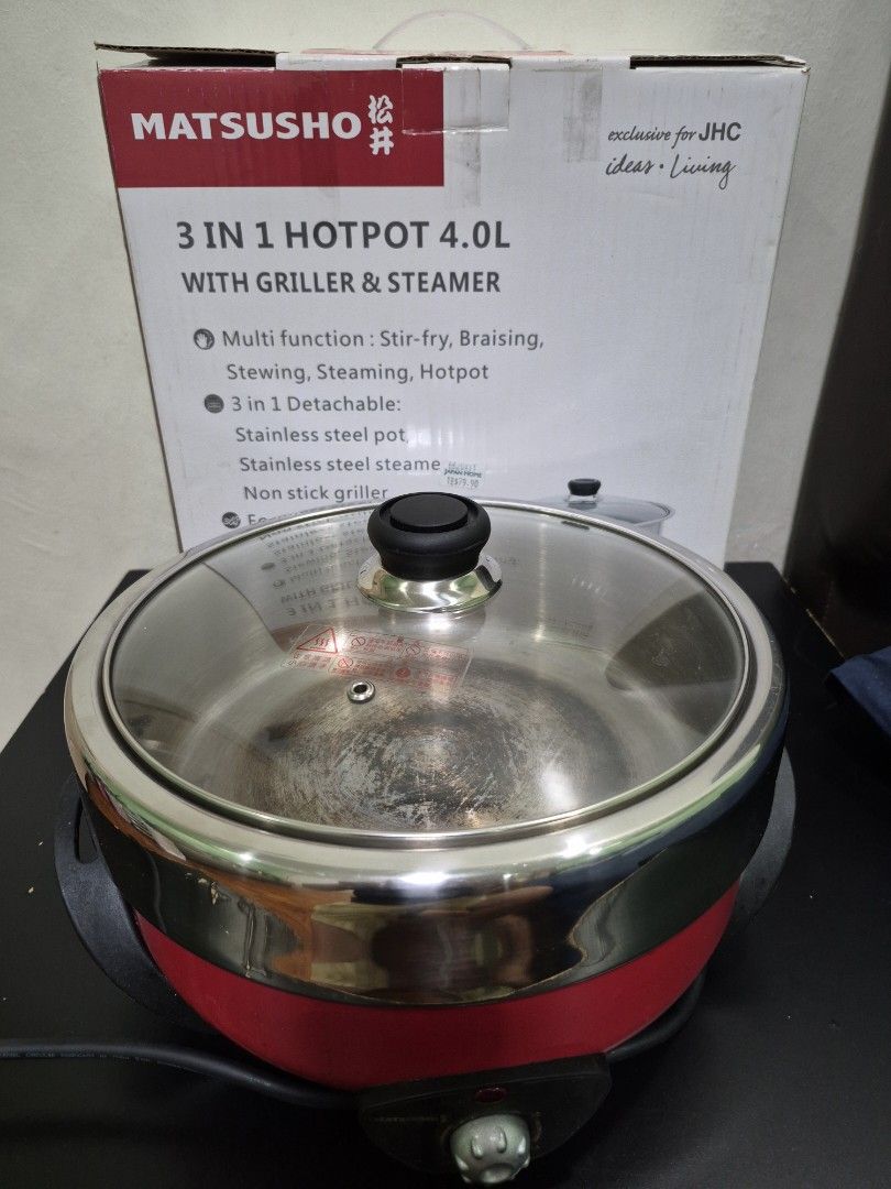 Matsusho 3-in-1 Hot Pot 4.0L with Grill & Steamer, TV & Home Appliances ...