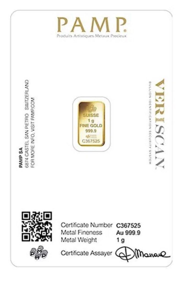 NEW 1 gram PAMP Lady Fortuna GOLD BAR, Women's Fashion, Jewelry ...