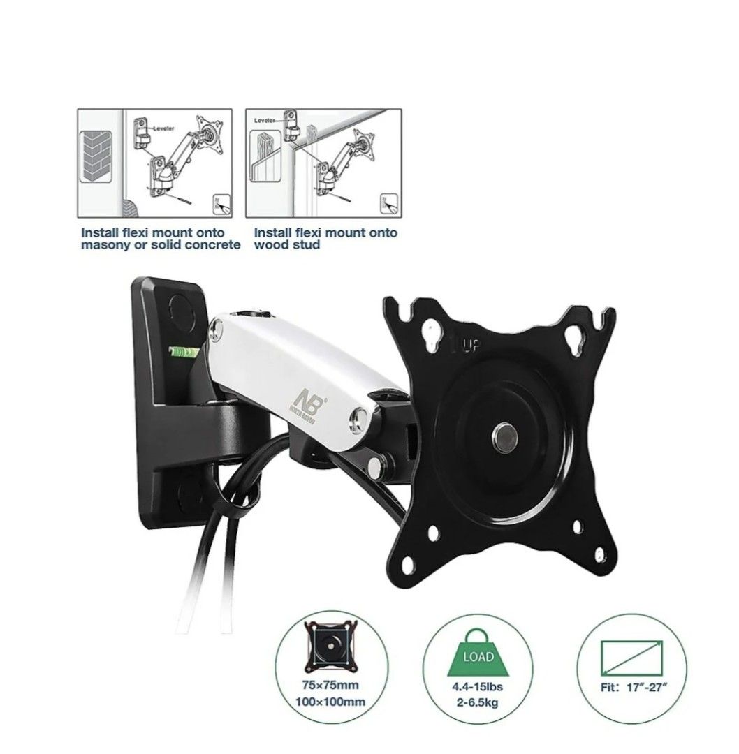 North Bayou NB F120 strut hydraulic monitor arm wall mount, Computers ...
