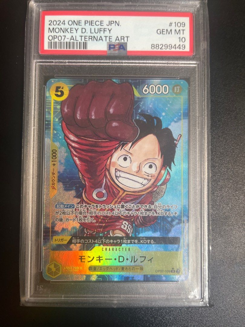 One Piece Card Game Monkey D. Luffy OP07 Alternate Art PSA 10, Hobbies ...