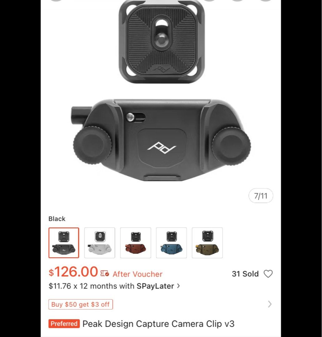 Peak design capture camera clip v3, Photography, Cameras on Carousell