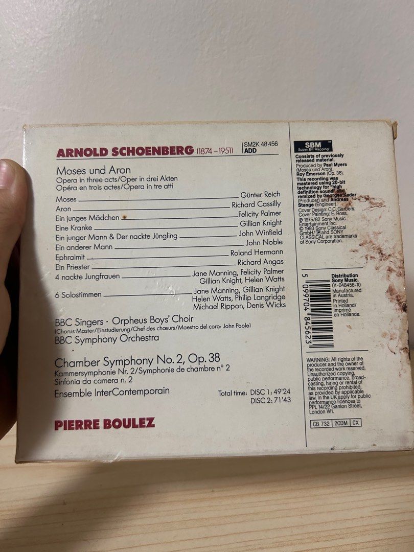 Pierre Boulez Shoenberg Moses Und Aron Chamber Symphony 2 Classical ...