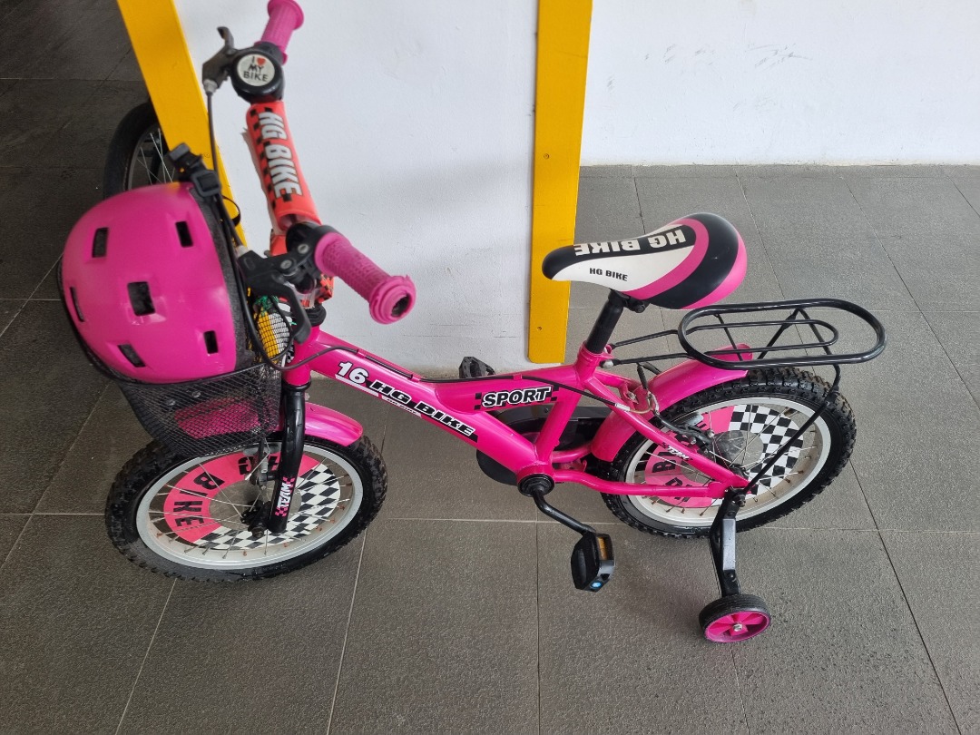 Pink Kids Bike with Helmet, Sports Equipment, Bicycles & Parts ...
