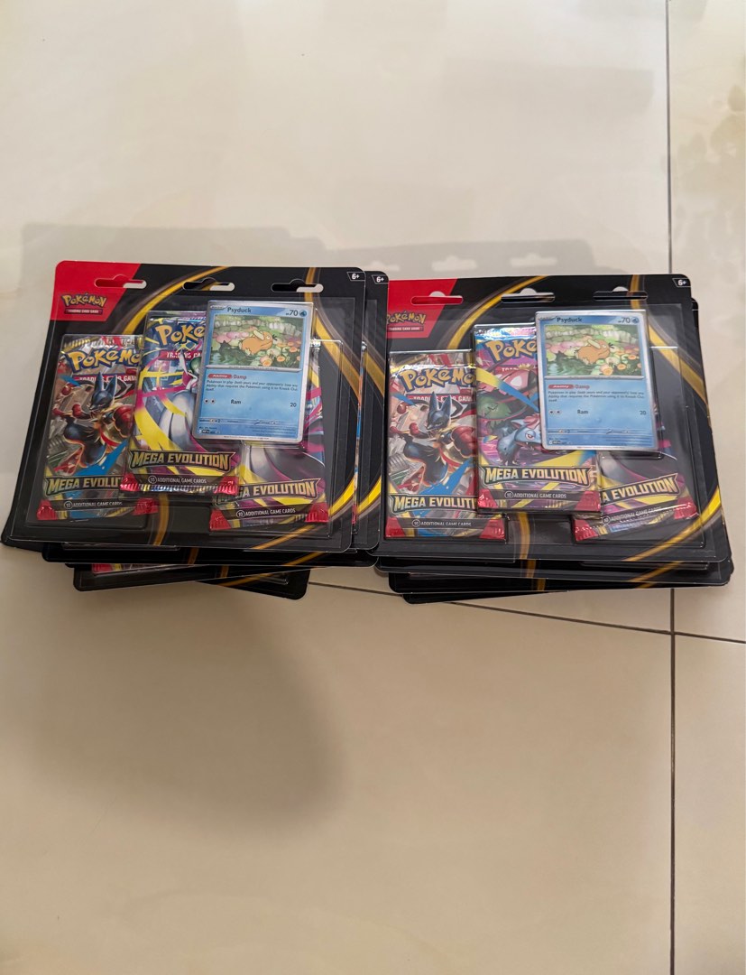Pokemon TCG Psyduck Mega Evolution 3 pack blister, Hobbies & Toys, Toys ...