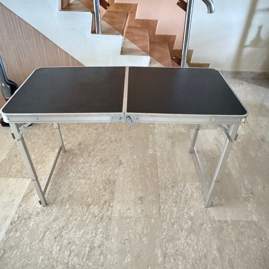 Portable Folding Table - Black 120cm x 60cm. Heavy duty, Furniture ...