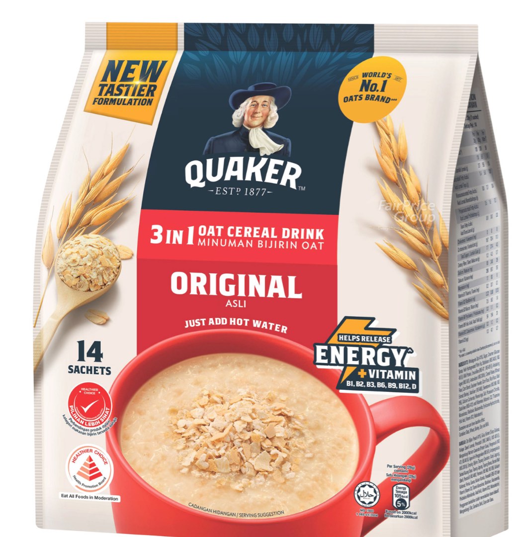 Quaker Oats - 3 in 1 Original oat cereal drink, Food & Drinks ...
