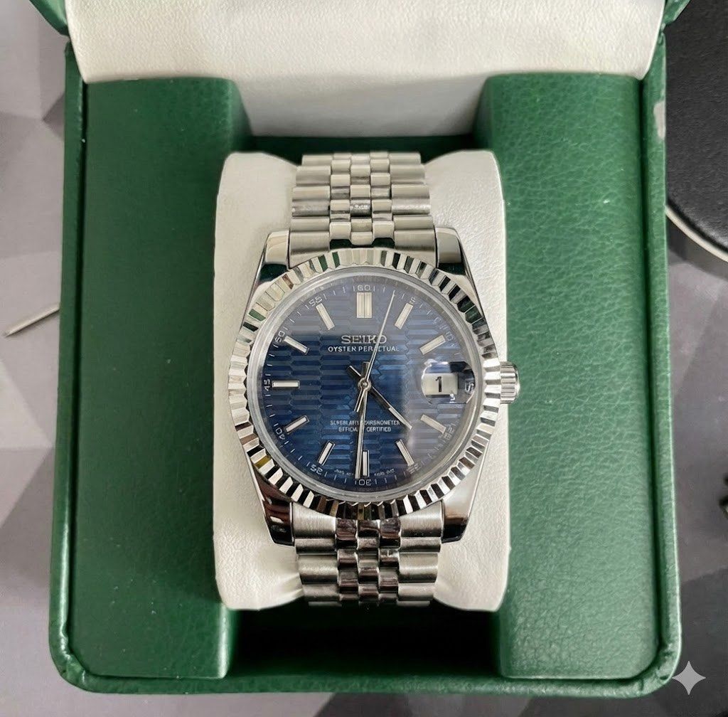Seiko Mod Date-just Blue Fluted Motif Dial, Men's Fashion, Watches ...