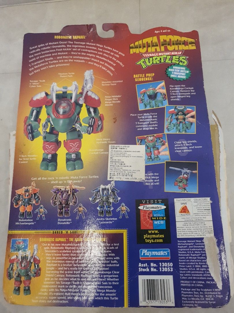 TMNT Raphael Teenage Mutant Ninja Turtles Mutaforce Robomatic, Hobbies ...