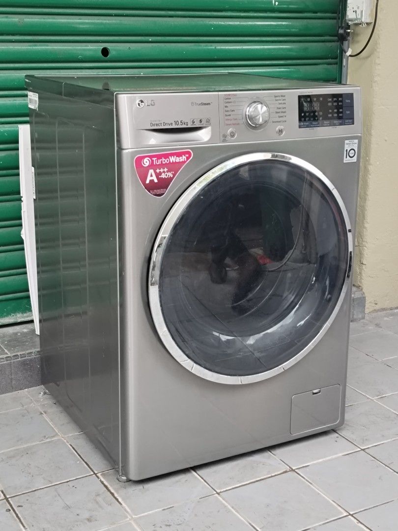 Used LG DD inverter front load hot washer 10.5kg, washing machine mesin ...
