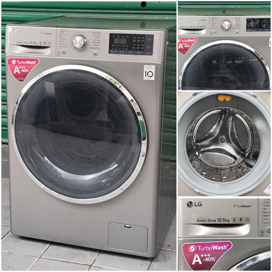 Used LG DD inverter front load hot washer 10.5kg, washing machine mesin ...