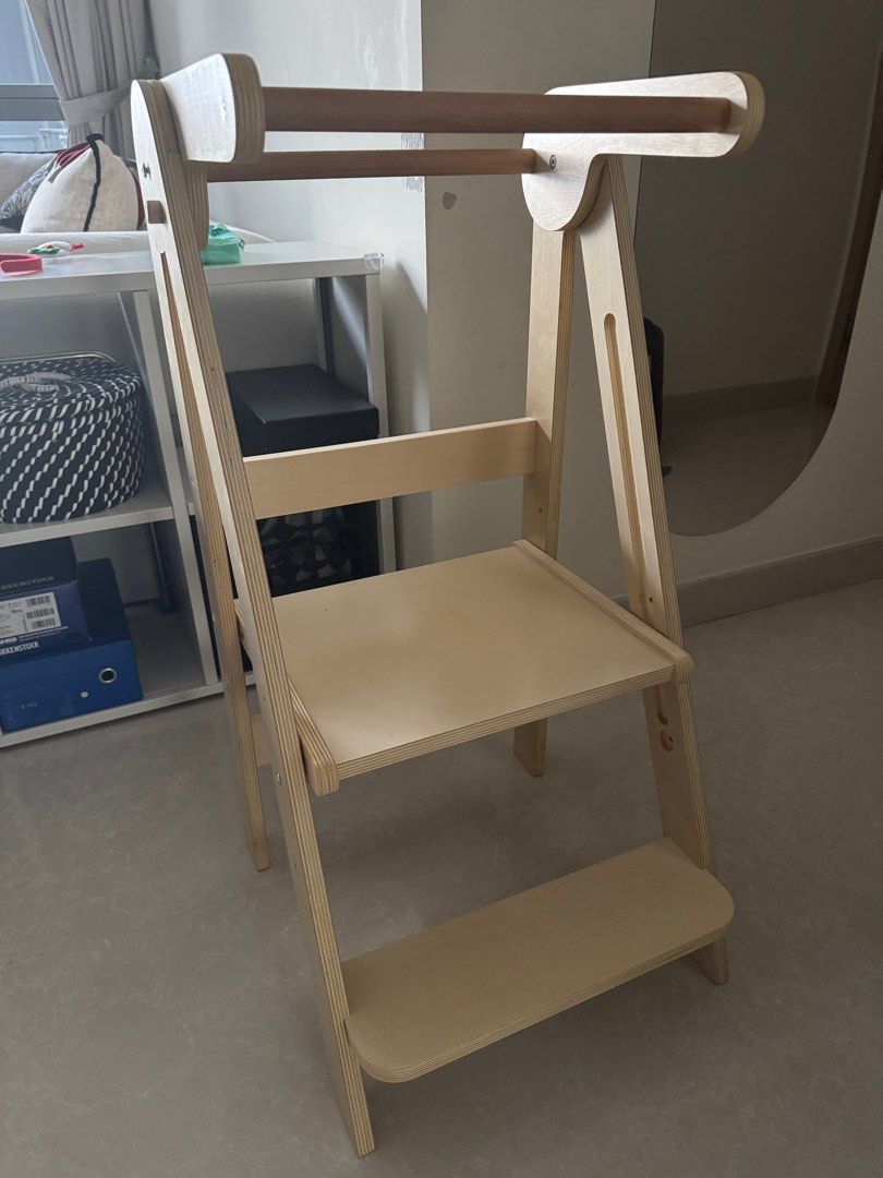 Wooden Learning Tower - Adjustable Height, Babies & Kids, Baby Nursery ...