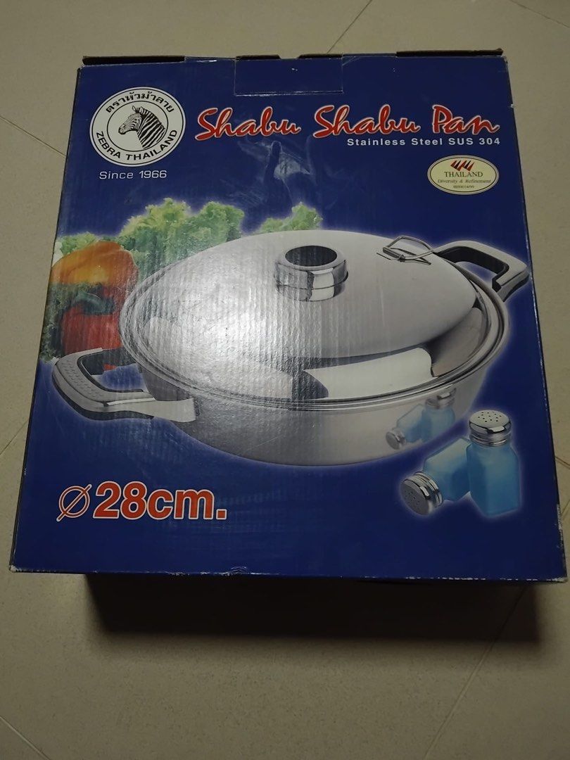 Zebra Shabu Shabu Pan - 28cm Stainless Steel, Furniture & Home Living ...