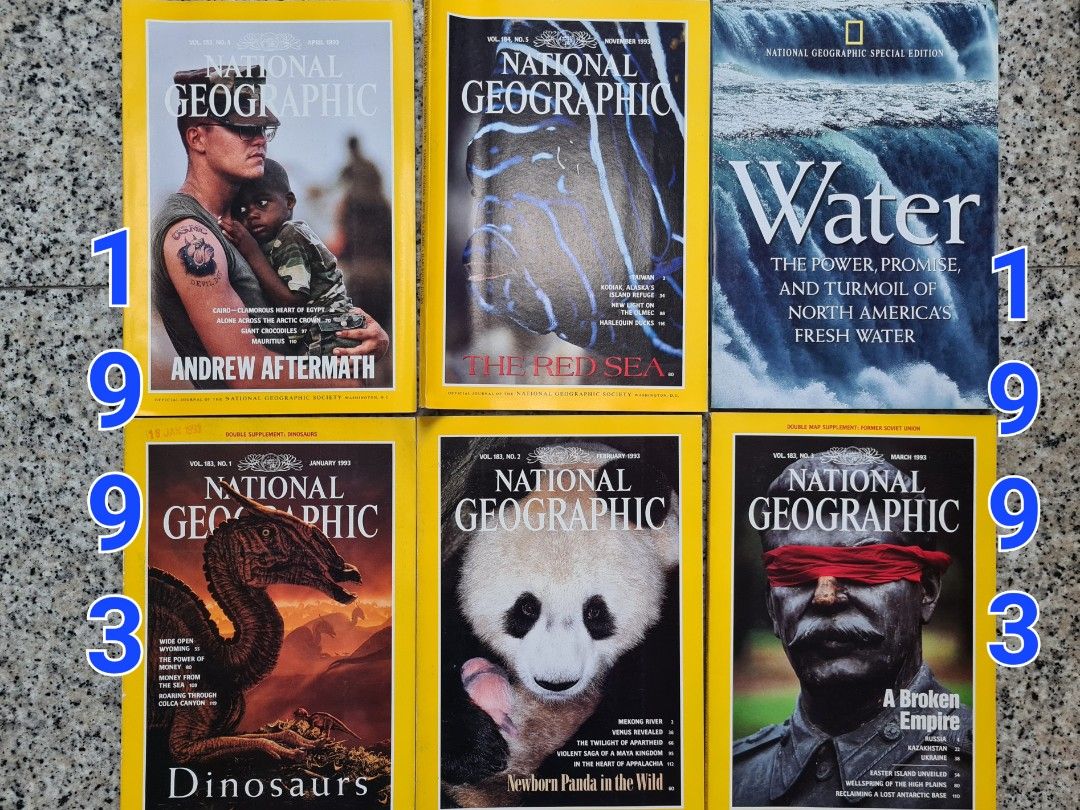 1993 National Geographic Magazines - Assorted Issues (1993), Hobbies ...
