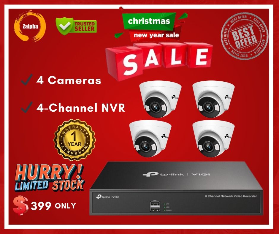 4 MP CCTV camera system kits with 4 cameras + 4-channel NVR Combo Sale ...