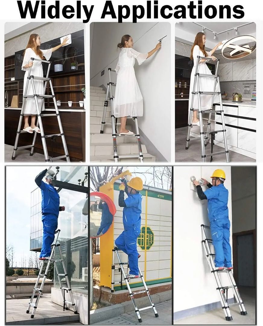 5+6 Steps Ladder Stair Ladder Telescopic Ladder Multi-Purpose Folding ...