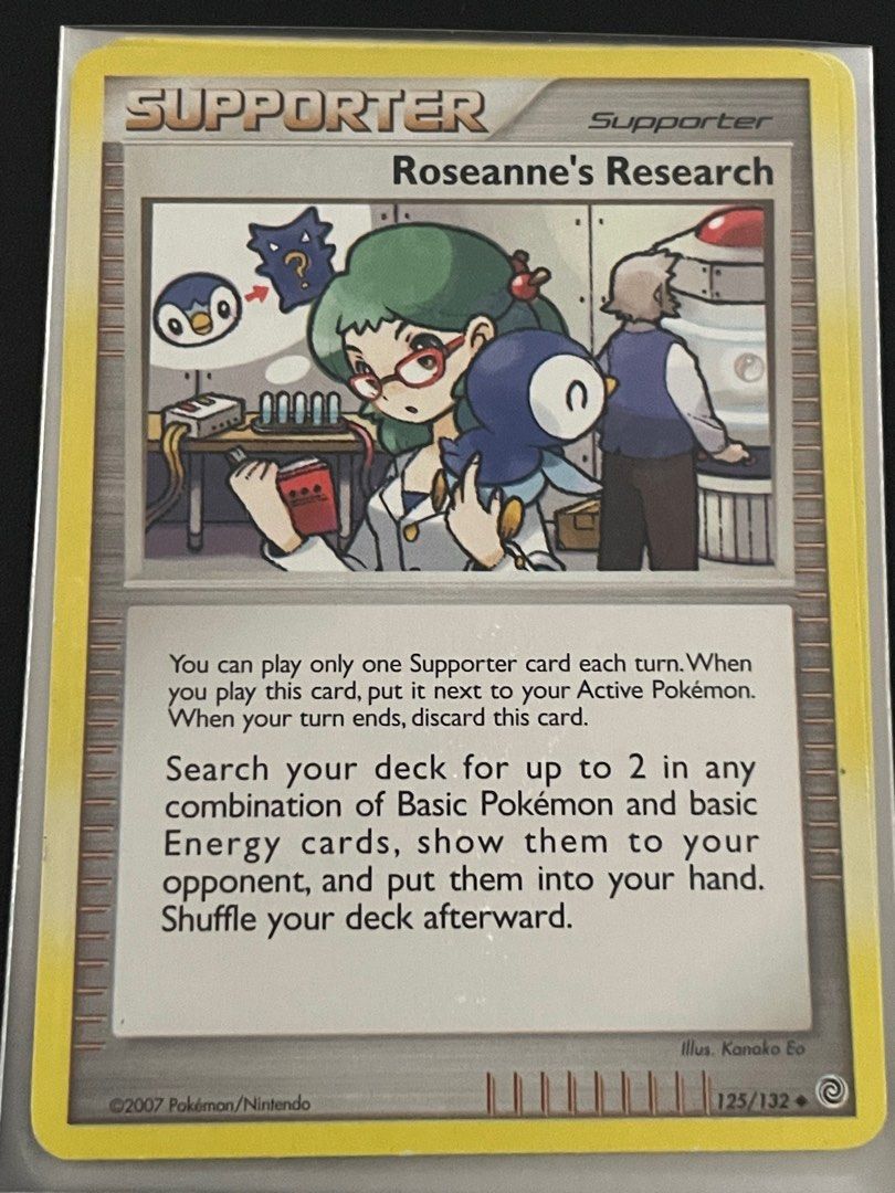 🔍 RARE Lore Card! Roseanne's Research 125/132 - Features Piplup, Prof ...