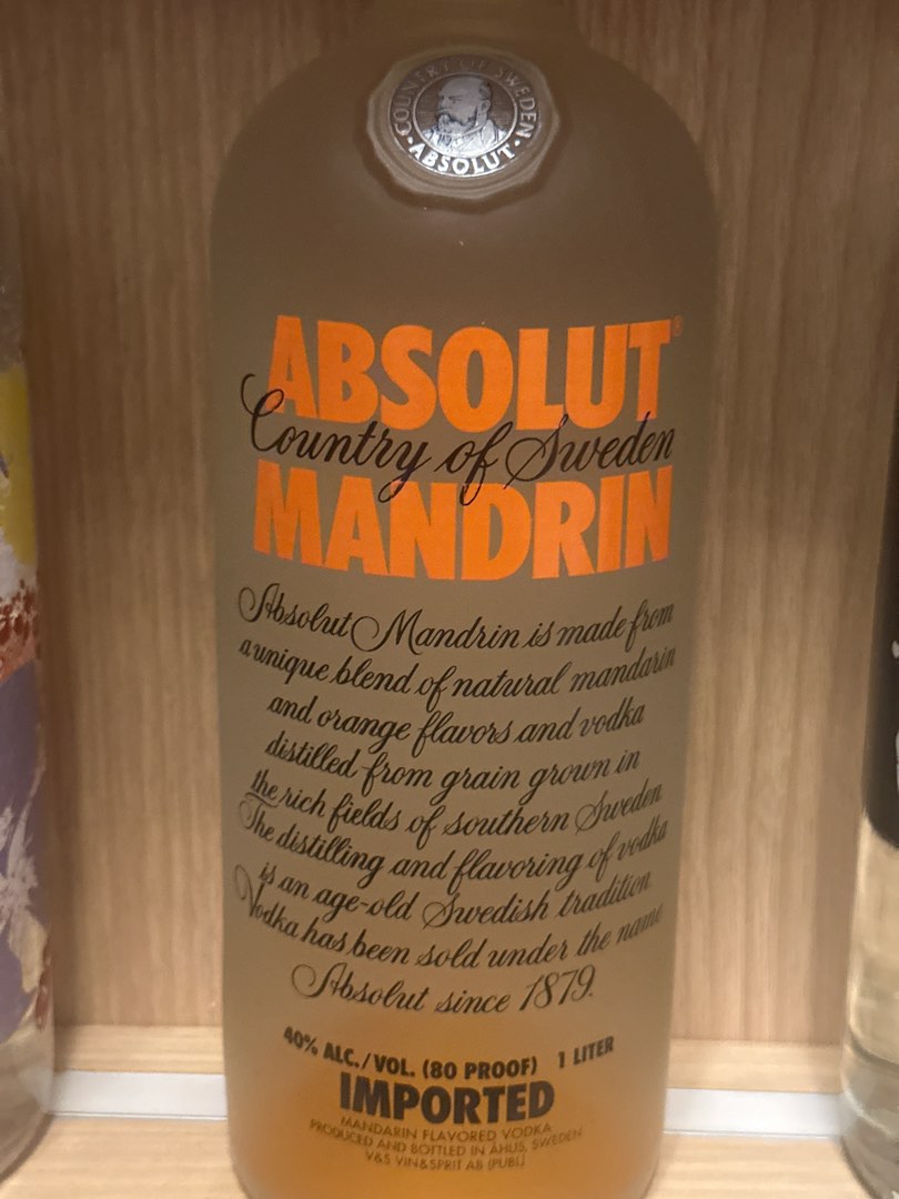 Absolut Mandrin Vodka 1 Liter, Food & Drinks, Alcoholic Beverages on ...